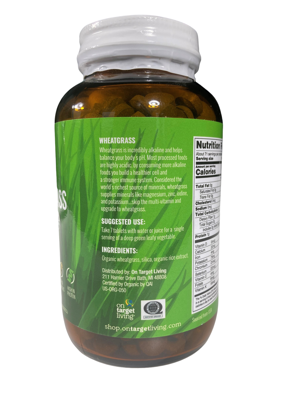 Wheat Grass Tablets- 500 Tablets – On Target Living