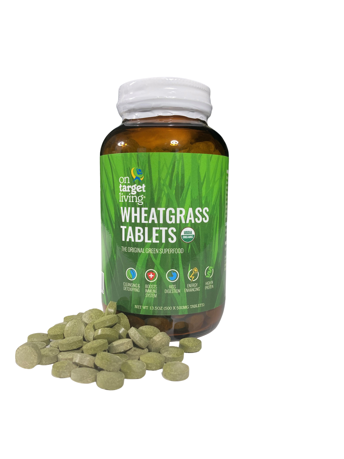 Wheat Grass Tablets- 500 Tablets – On Target Living